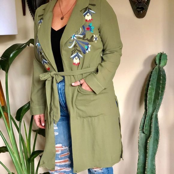 DAVI & DANI | Jackets & Coats | L4 For2 Davi And Dani Olive Embroidered ...